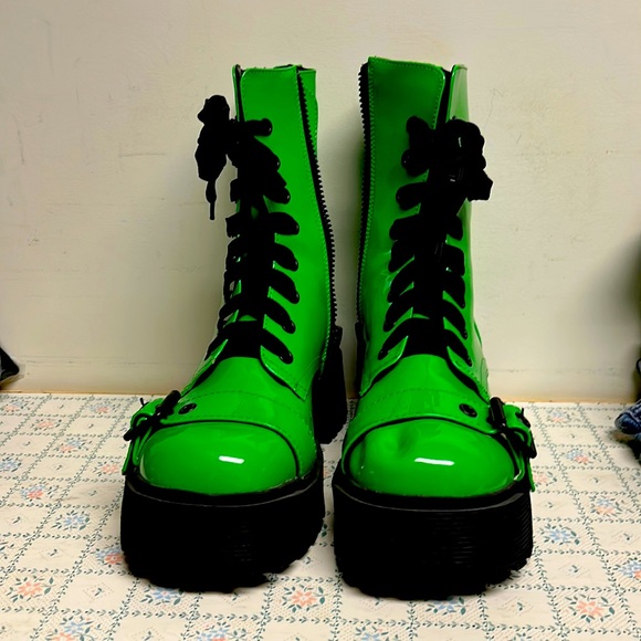 Other | Dolls Kill Green Combat Boots 7 | Poshmark